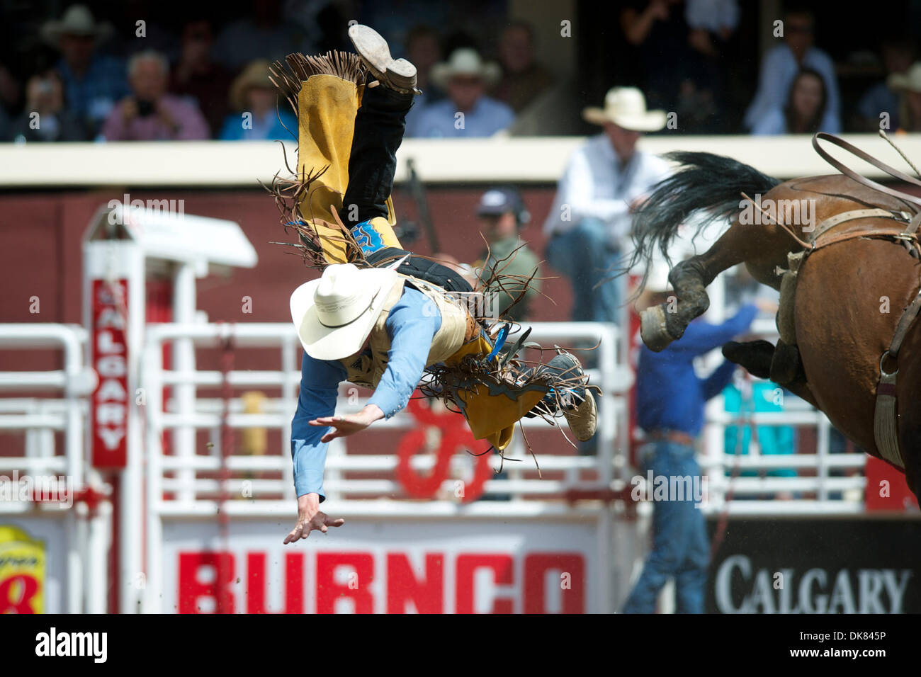 July 9, 2011 - Calgary, Alberta, Canada - Saddle Bronc rider Cody Taton ...