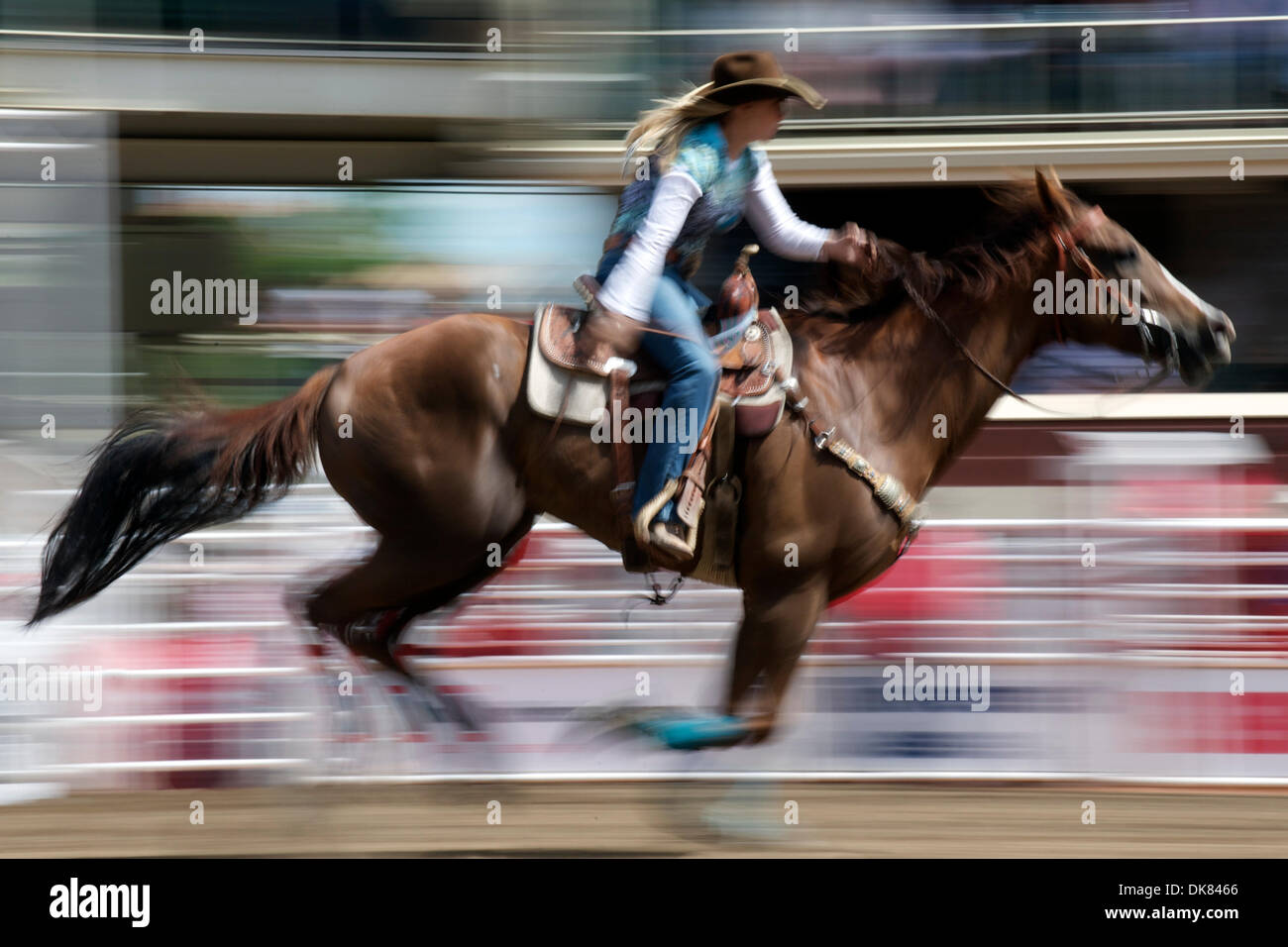 July 9, 2011 - Calgary, Alberta, Canada - Barrel racer Lauren Byrne of ...