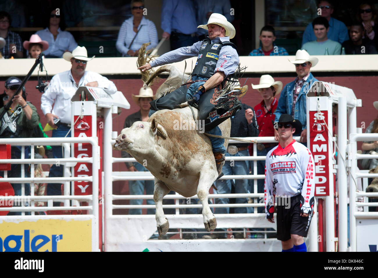 July 9, 2011 - Calgary, Alberta, Canada - Bull rider Ryan McConnel of ...