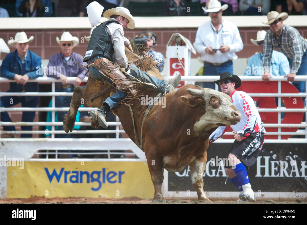 July 9, 2011 - Calgary, Alberta, Canada - Bull rider Scott Schiffner of ...