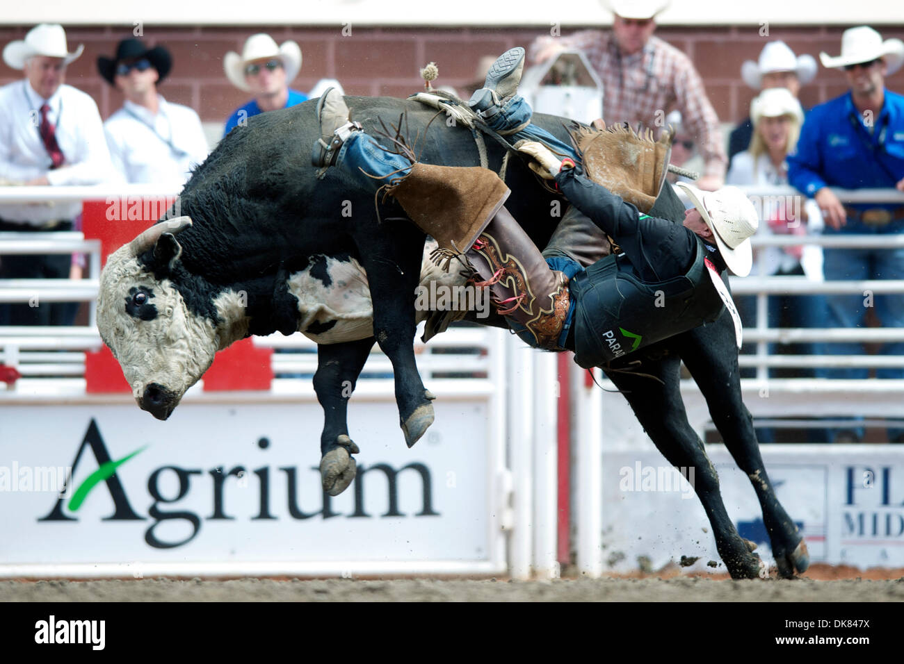 July 9, 2011 - Calgary, Alberta, Canada - Bull rider Jesse Torkelson of ...