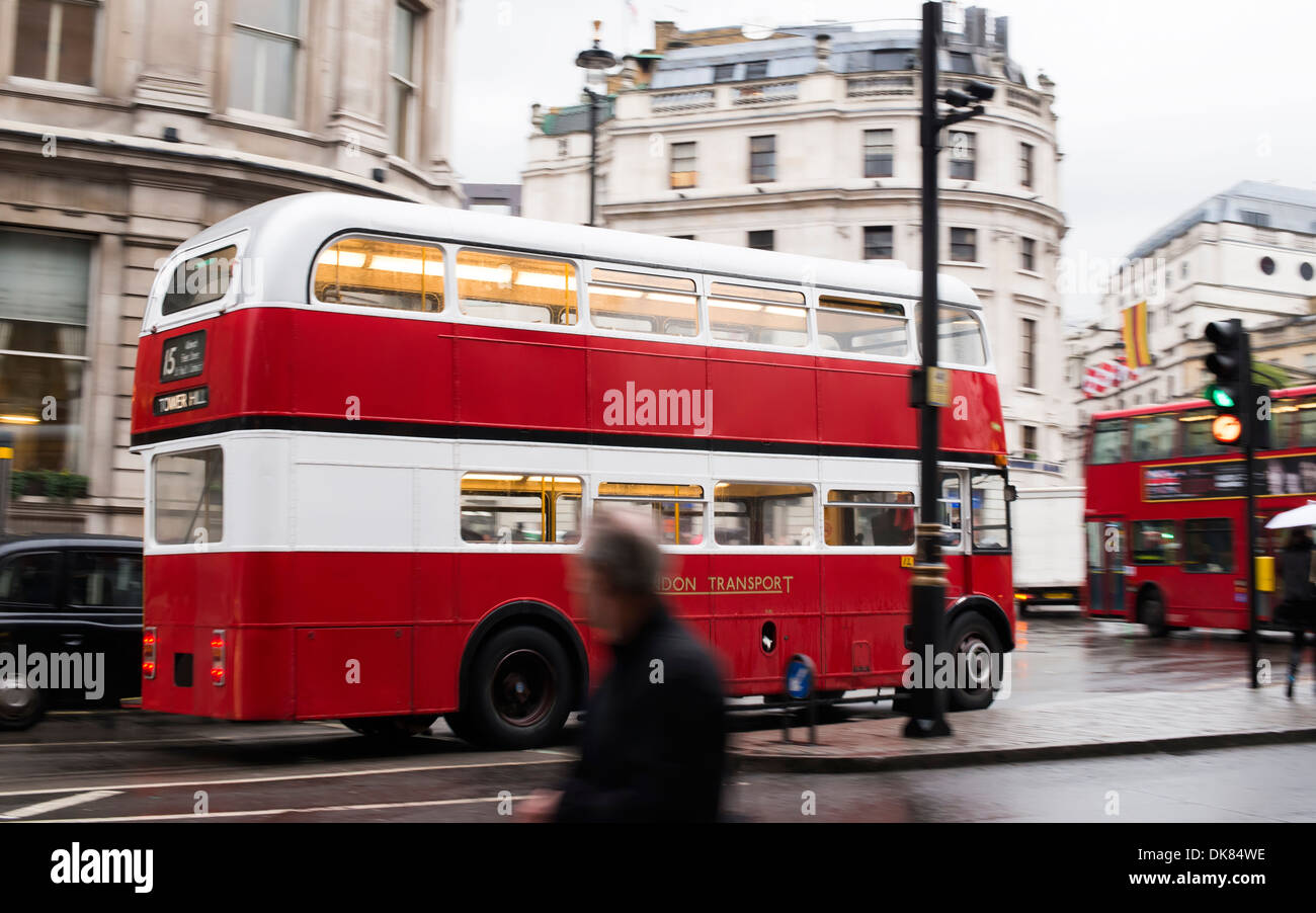 Red vintage bus in London. London City tour Stock Photo - Alamy