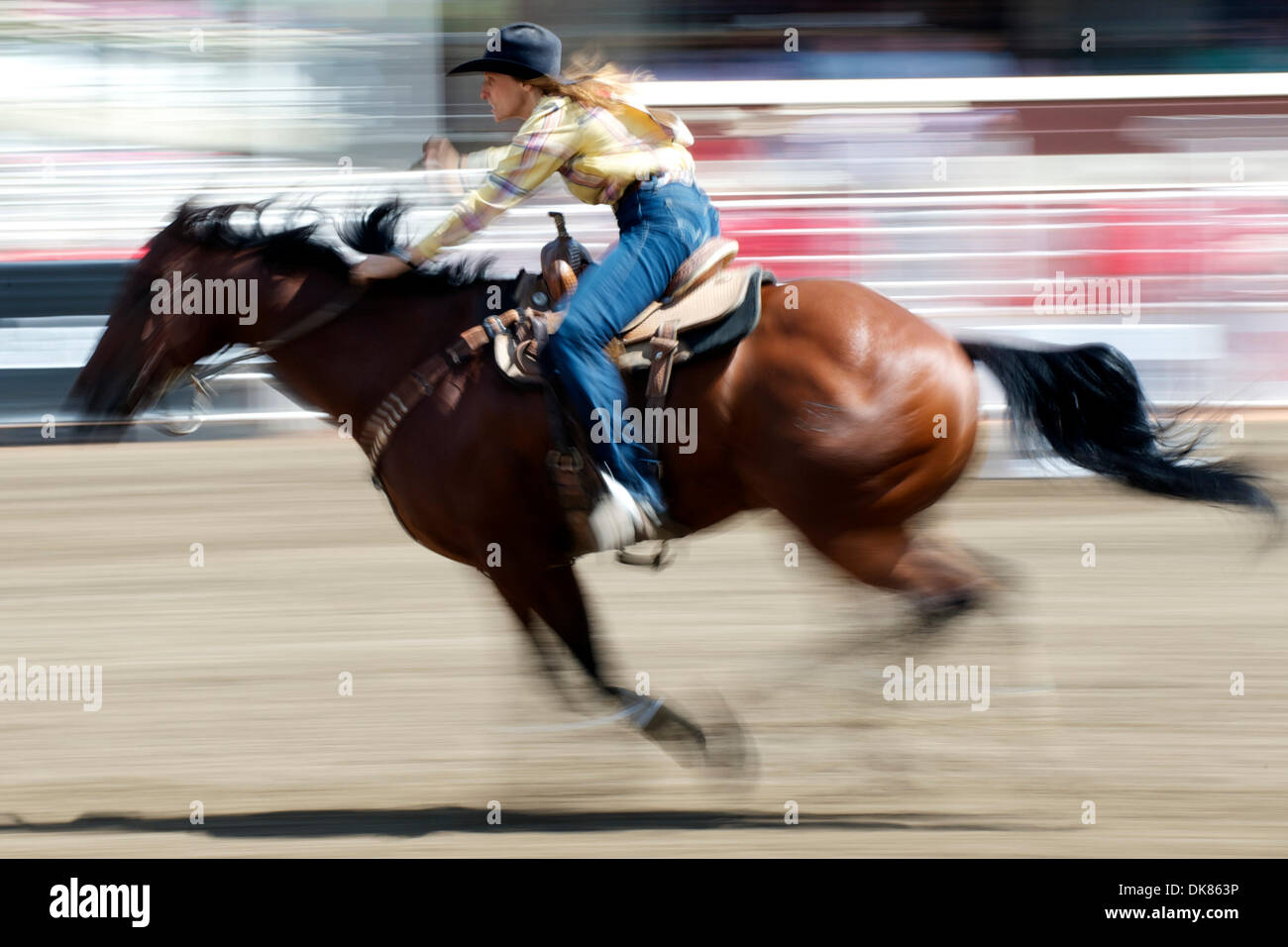 July 10, 2011 - Calgary, Alberta, Canada - Barrel racer Deb Renger of ...