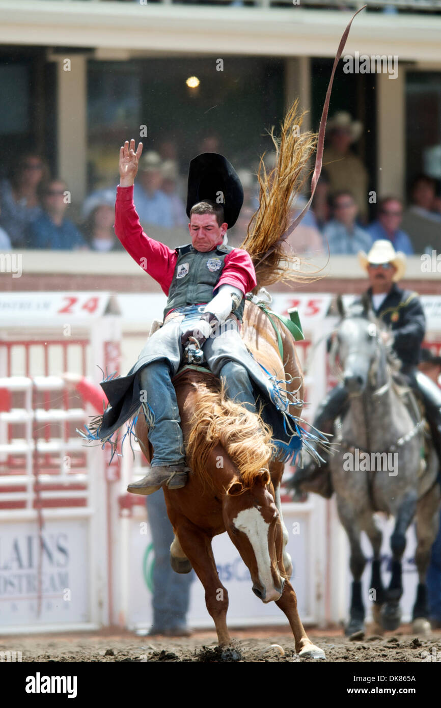July 10, 2011 - Calgary, Alberta, Canada - Bareback rider Logan Hodson ...