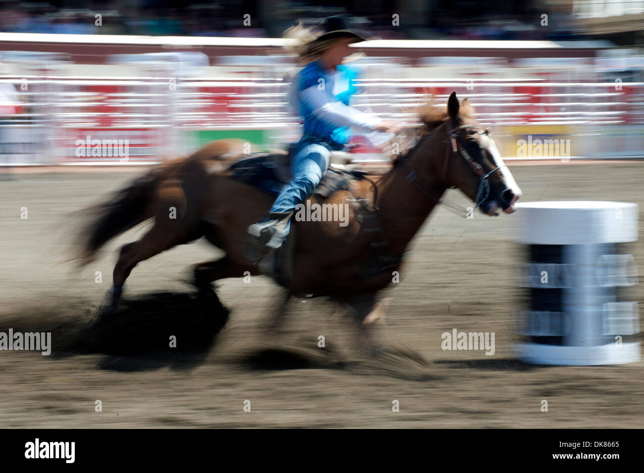 July 10, 2011 - Calgary, Alberta, Canada - Barrel racer Joleen Seitz of ...