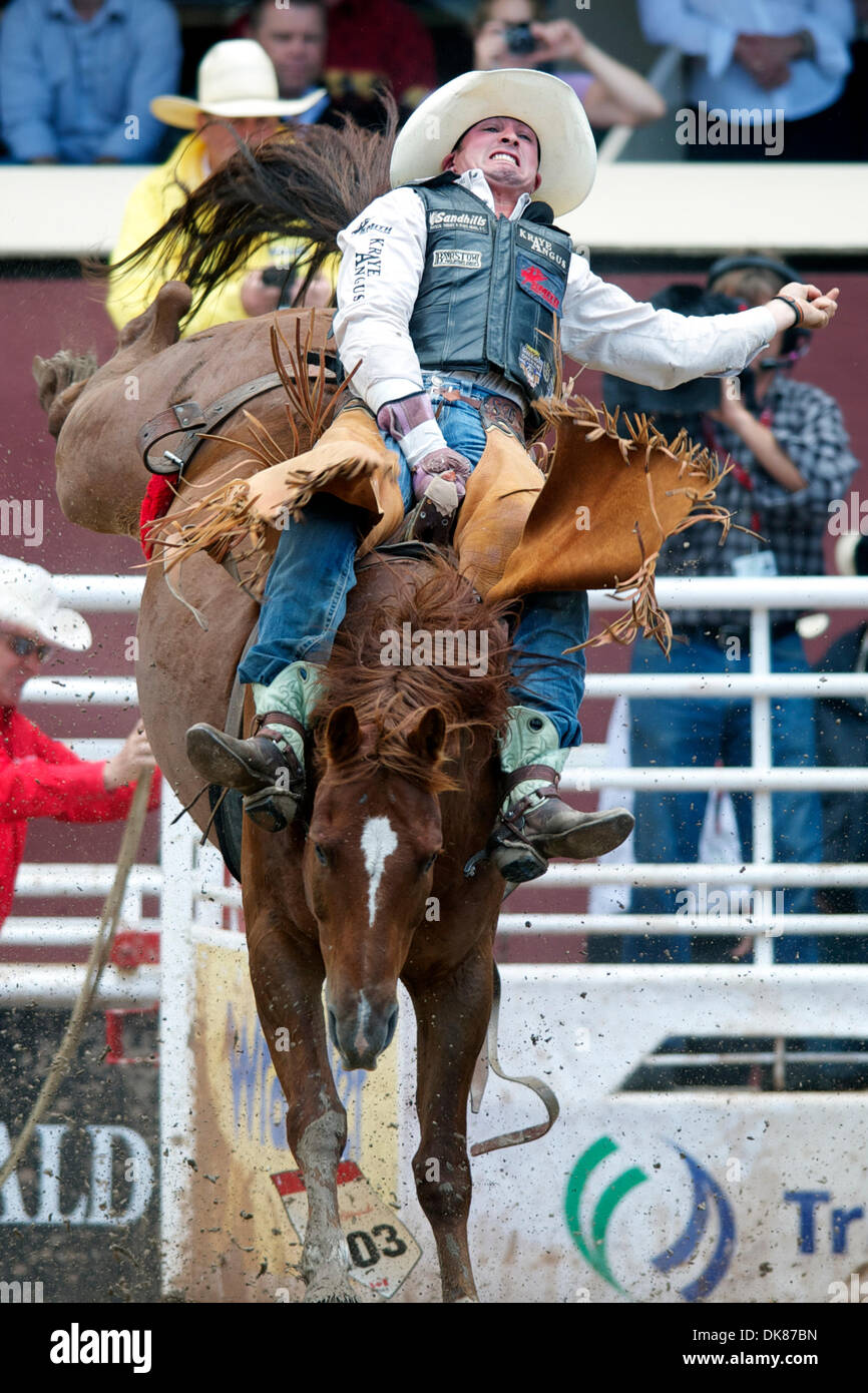 July 11, 2011 - Calgary, Alberta, Canada - Bareback rider Steven Dent ...