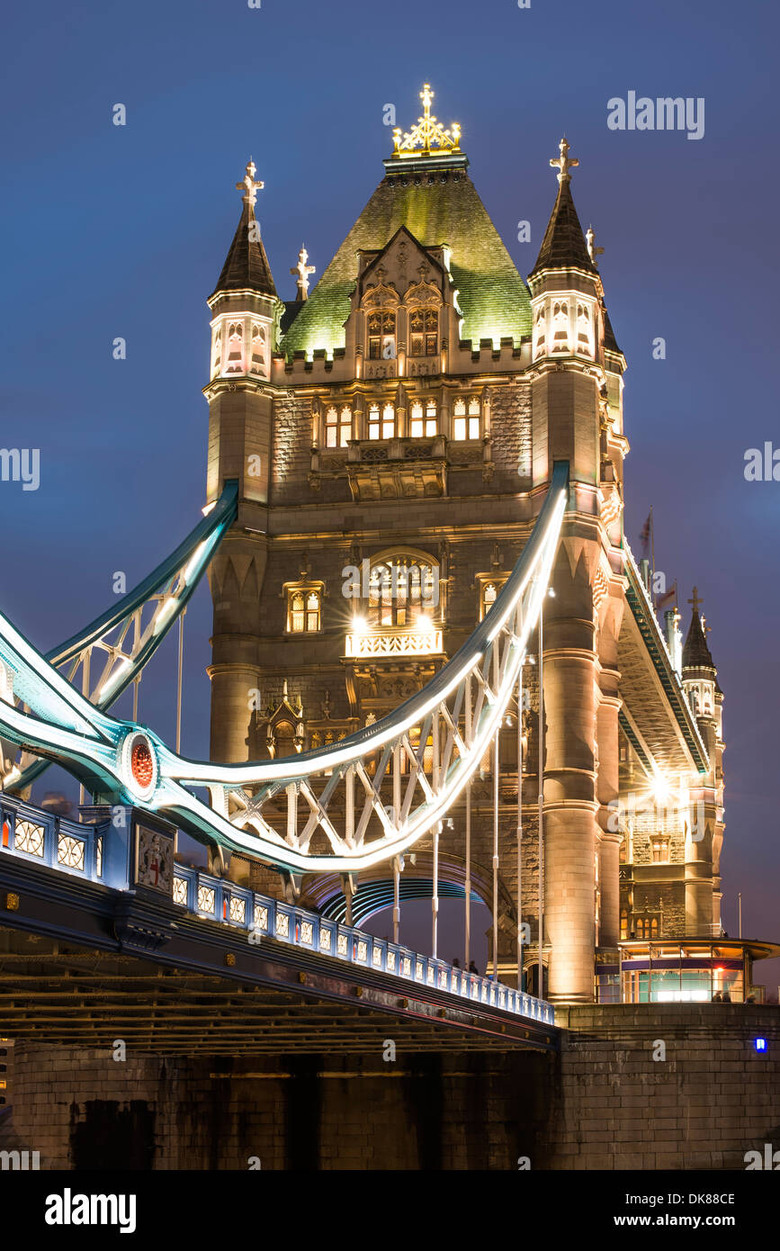 London Tower bridge on sunset illuminated with different colors Stock ...