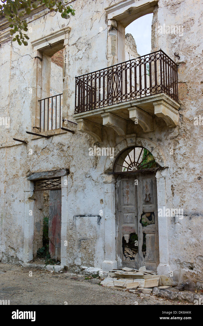 Ruins of buildings destroyed in 1953 earthquake in Assos, Kefalonia ...