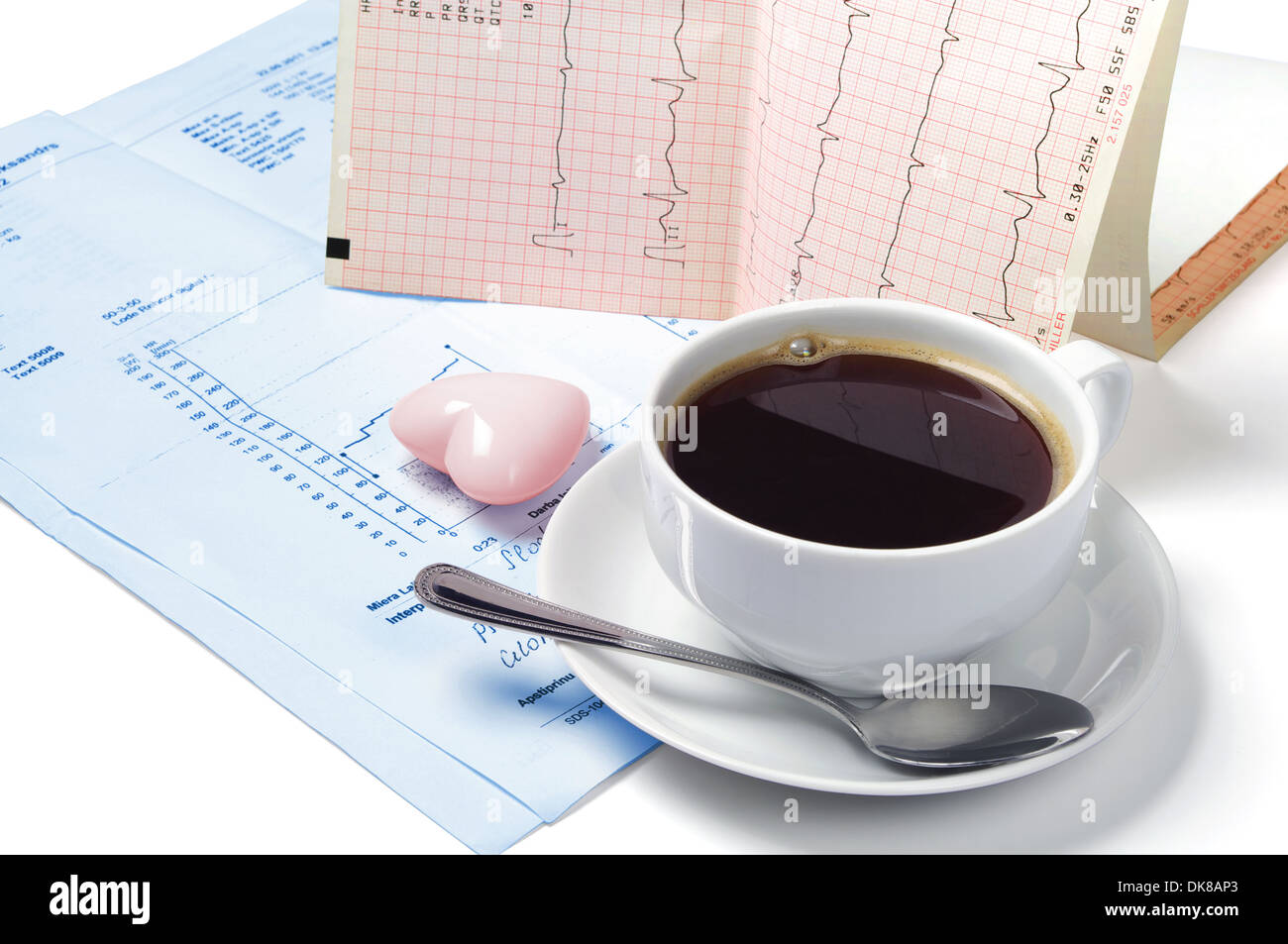 Cup of coffee, electrocardiogram and heart Stock Photo - Alamy
