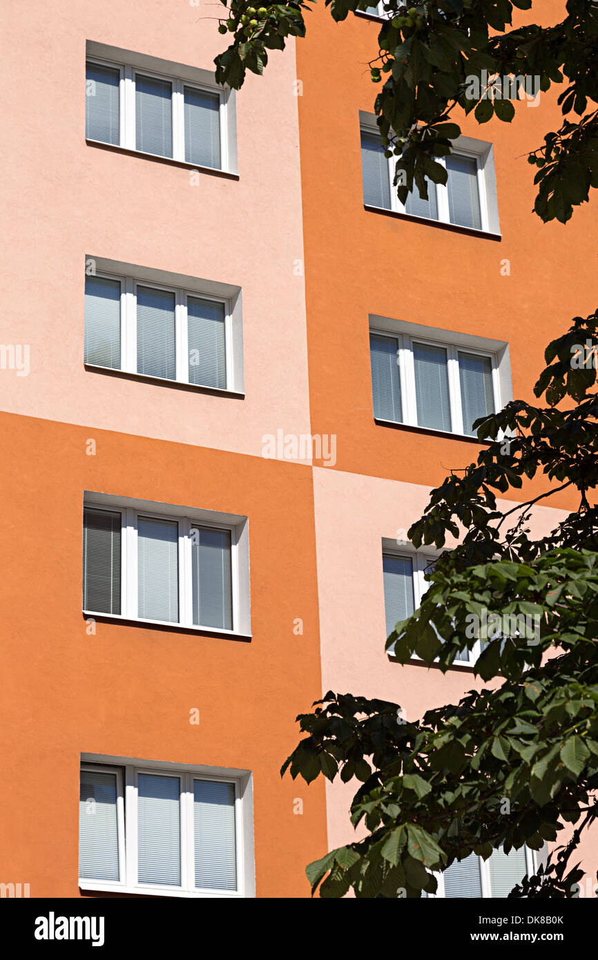 Painted tower block of flats, Brno, Czech Republic, Europe Stock Photo ...