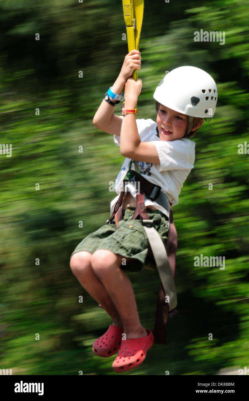 June 02, 2011 - Vail, Colorado, U.S. - A boy on the zip line. (Credit ...
