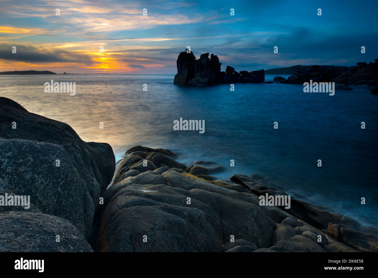 Sunset over Peninnis Head, St Mary's, Isles of Scilly, UK Stock Photo ...