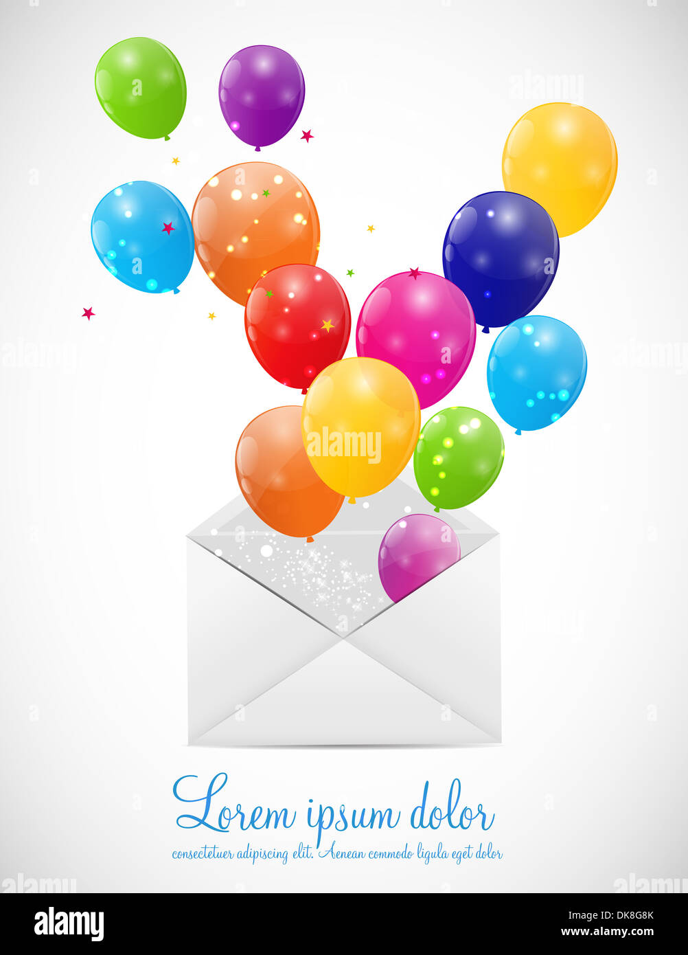Envelope with Balloons Vector Illustration Stock Photo - Alamy