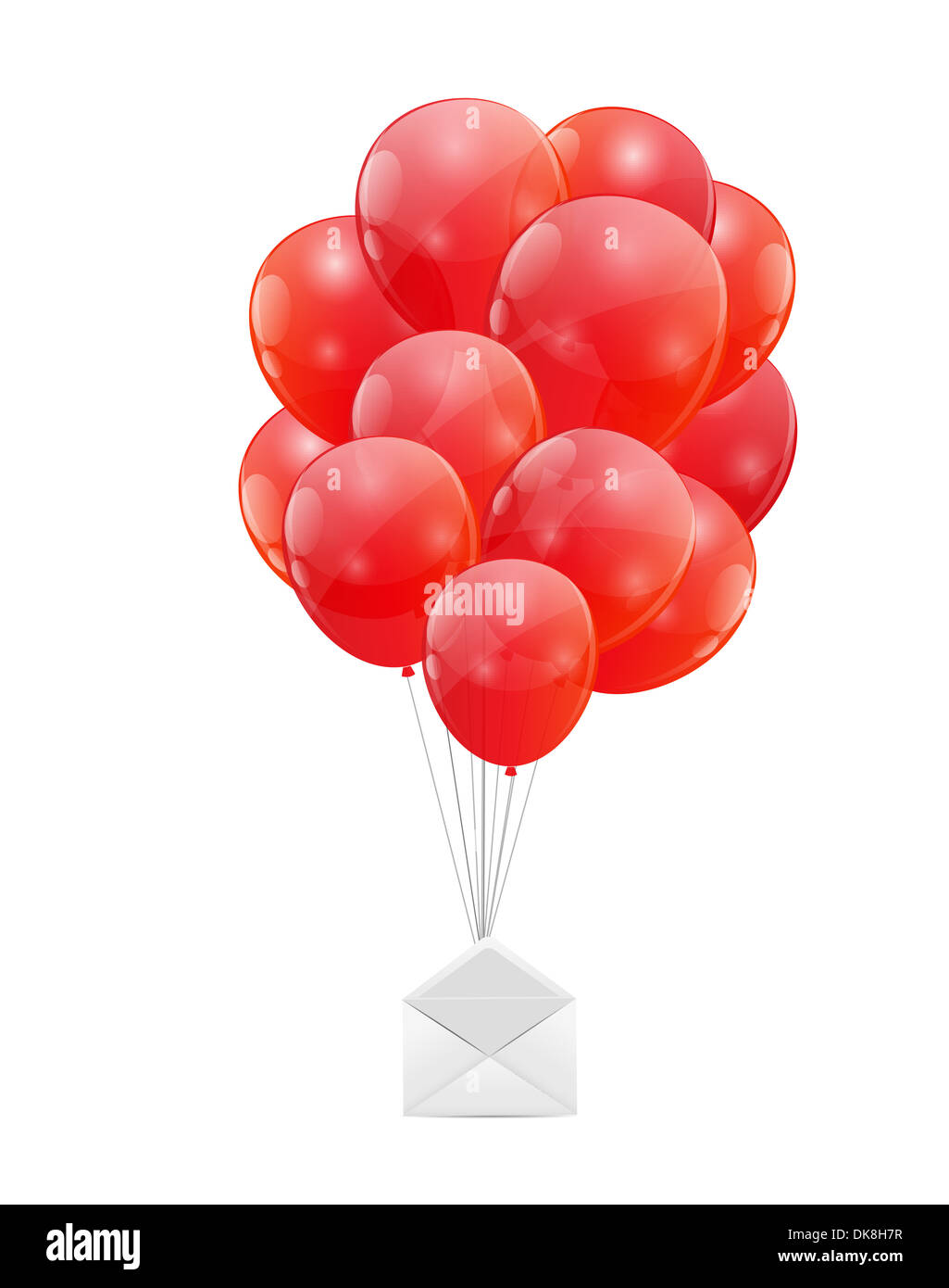 Color Glossy Balloons with Envelope Vector Illustration Stock Photo - Alamy