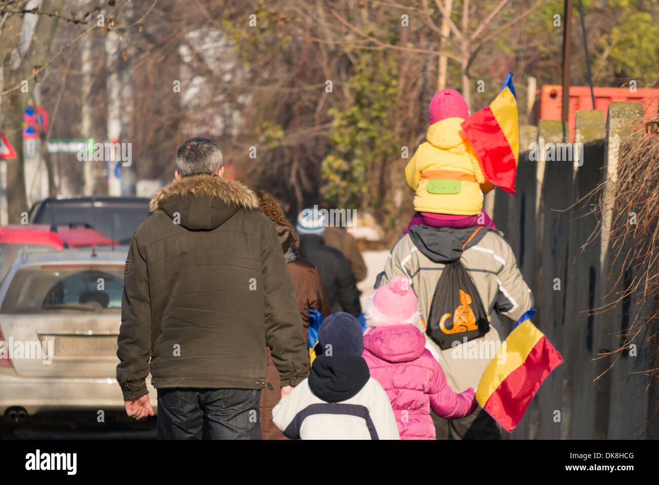 Children holding Romanian flag on December 1st, before the parade on ...