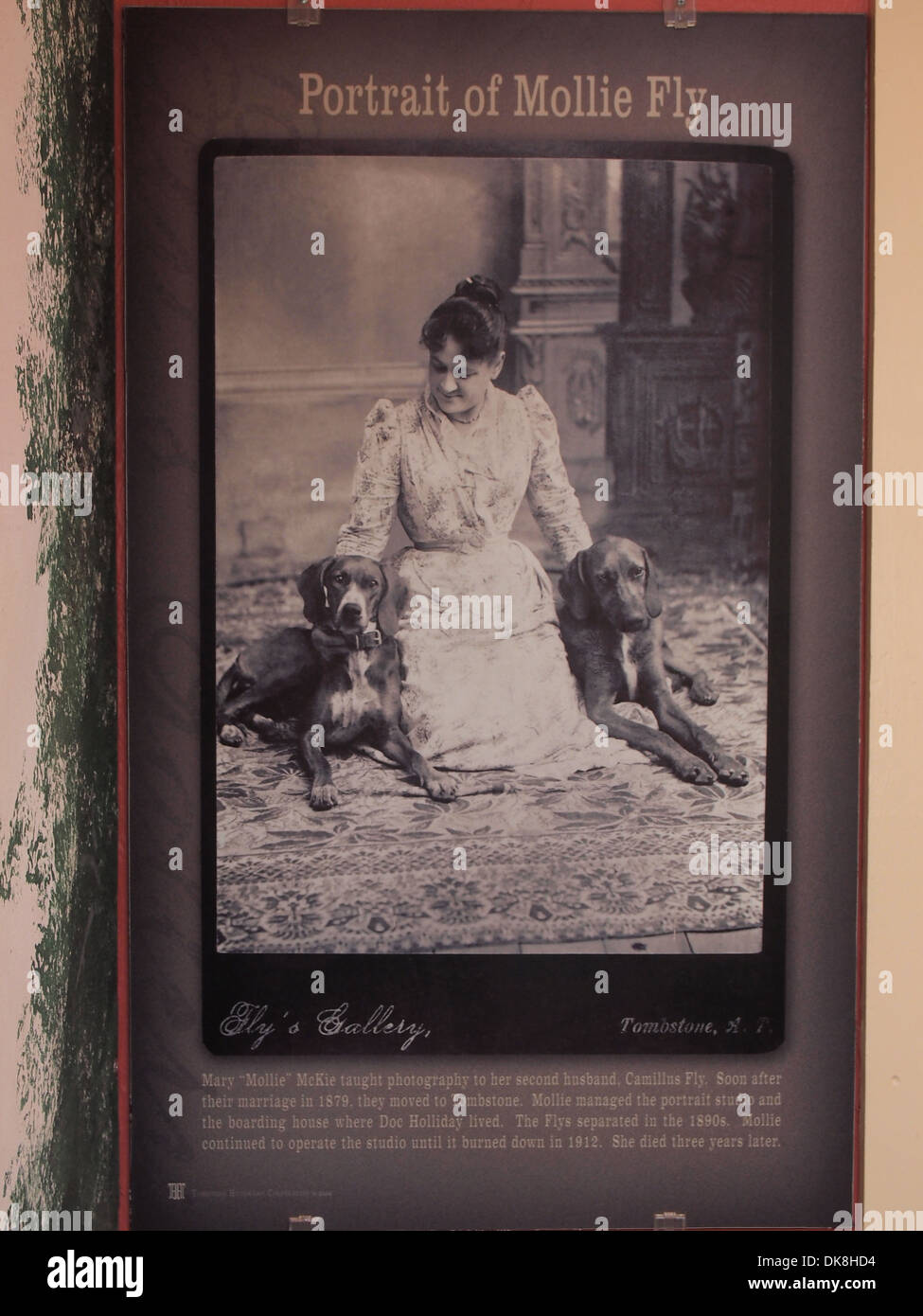 Photo portrait of photographer Mollie Fly hanging in the reconstructed ...