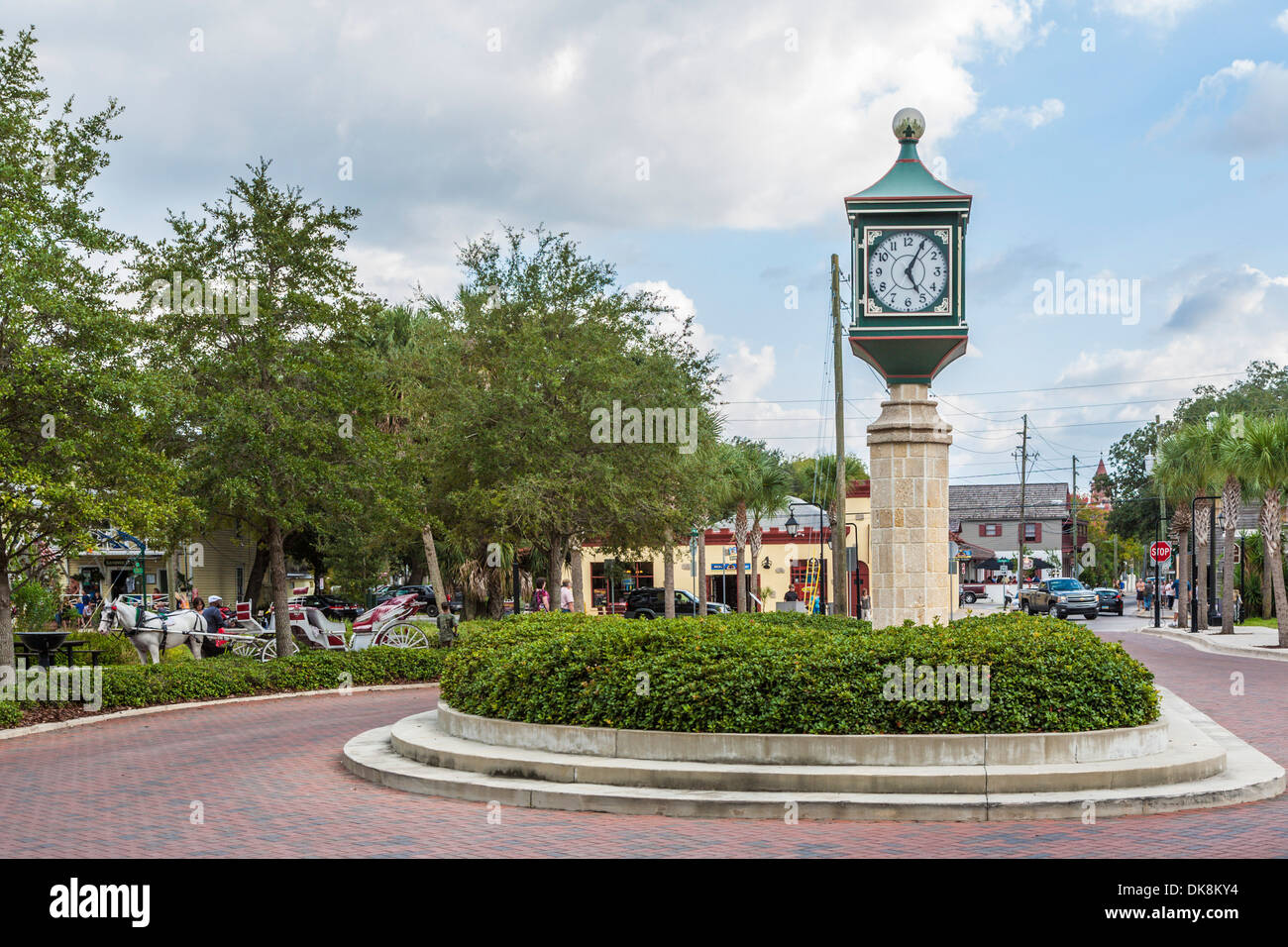 Clock tower on Town Square in St. Augustine, Florida Stock Photo - Alamy