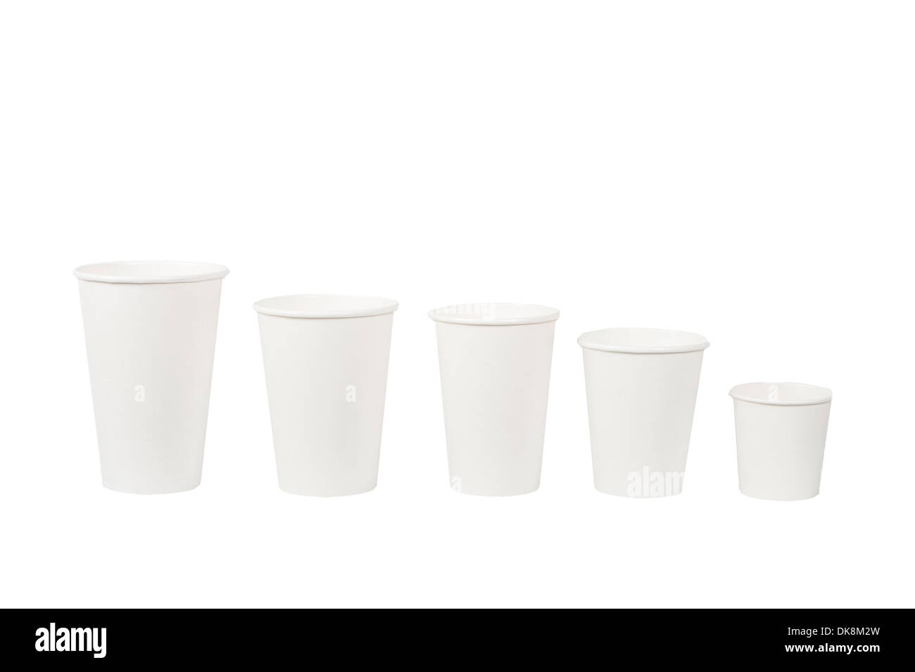 Five white paper cups Stock Photo - Alamy