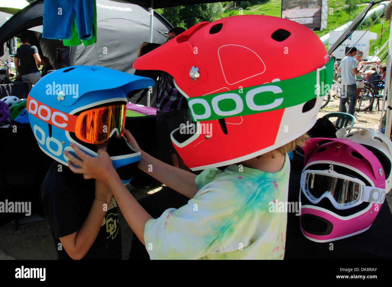 July 30, 2011 - Winter Park, Colorado, U.S. - Kids trying on POC ...