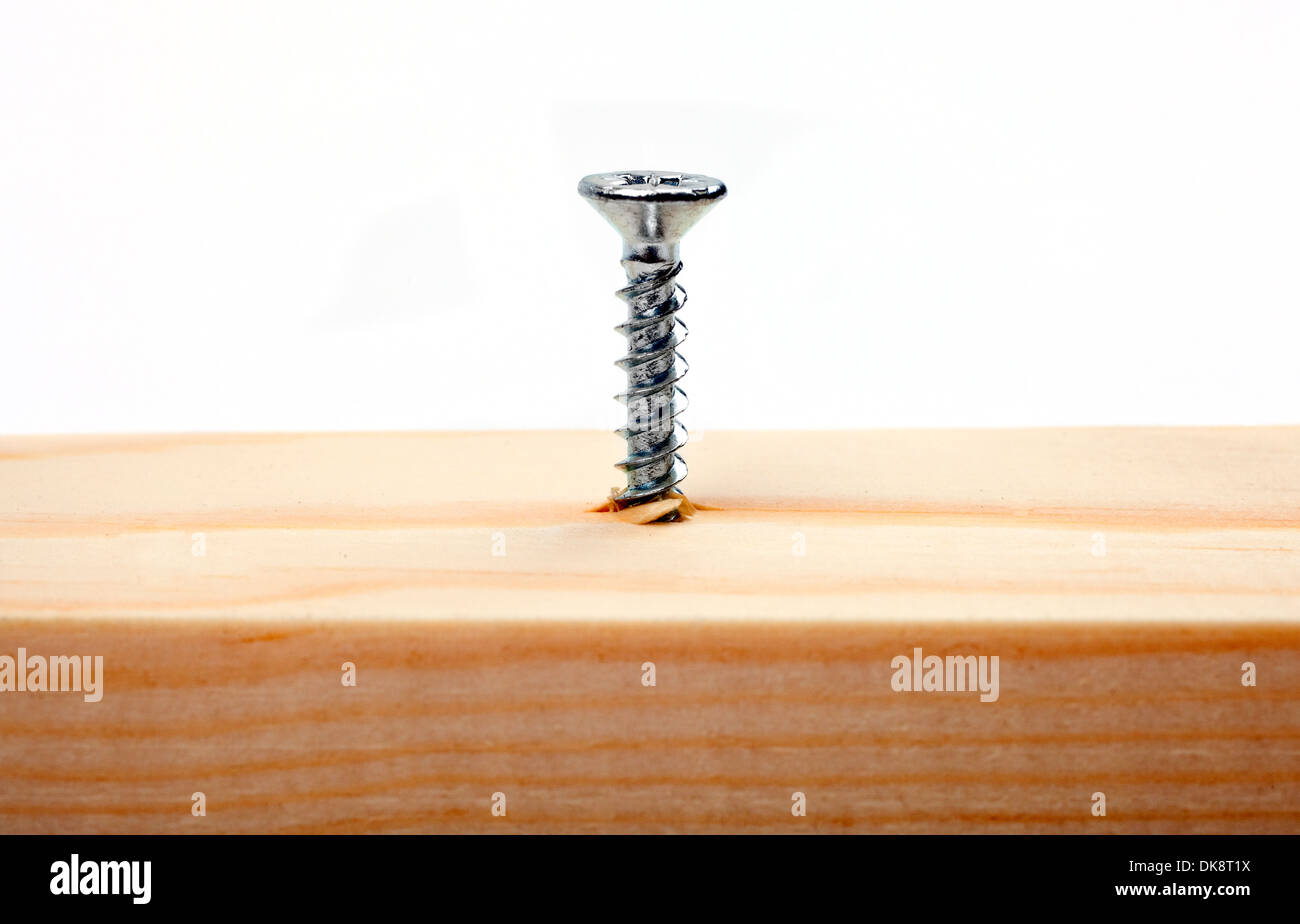 Screw in a piece of wood Stock Photo - Alamy