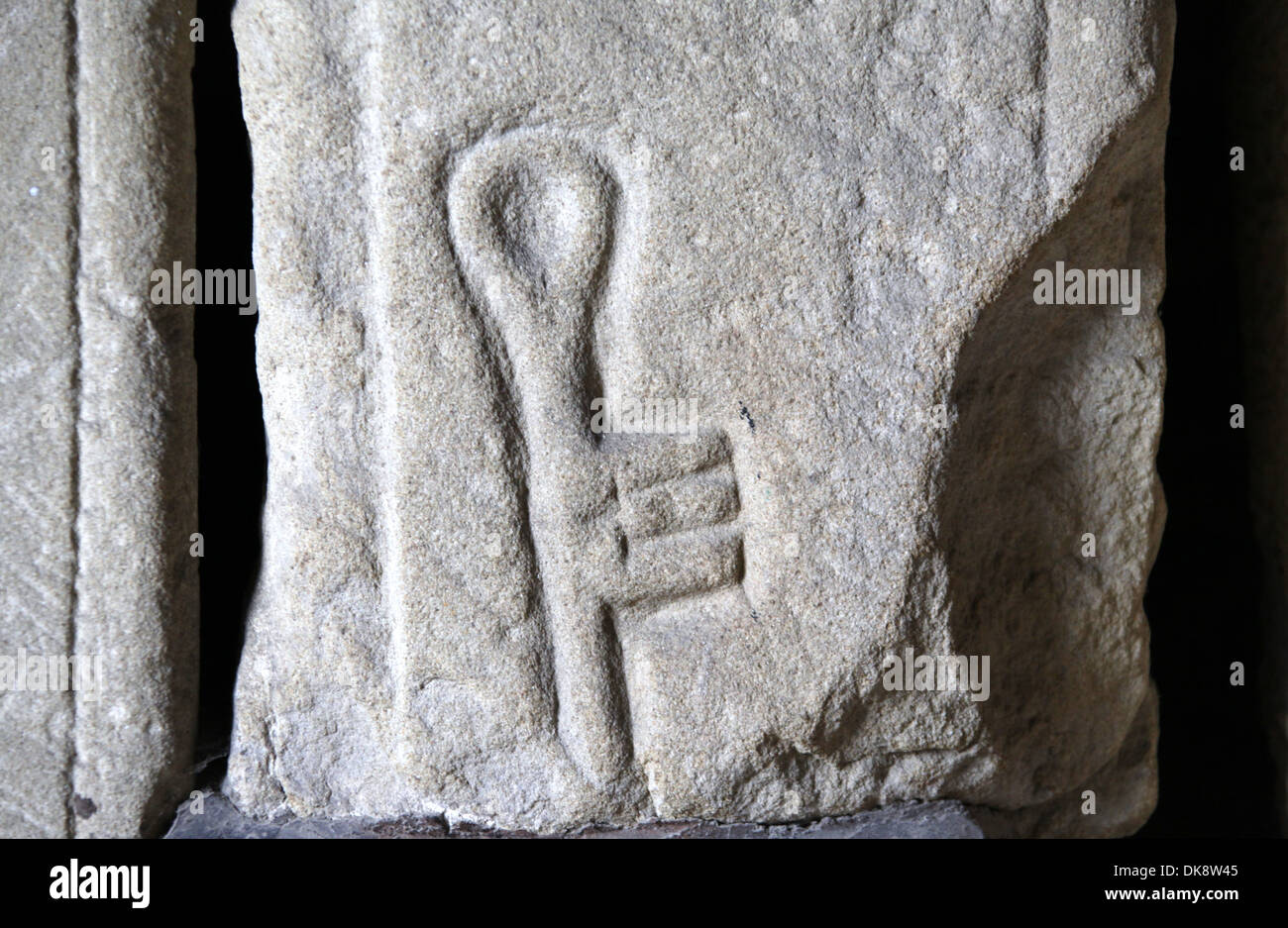 Medieval Stone Grave Slab with Key Symbol in the porch of Bakewell ...