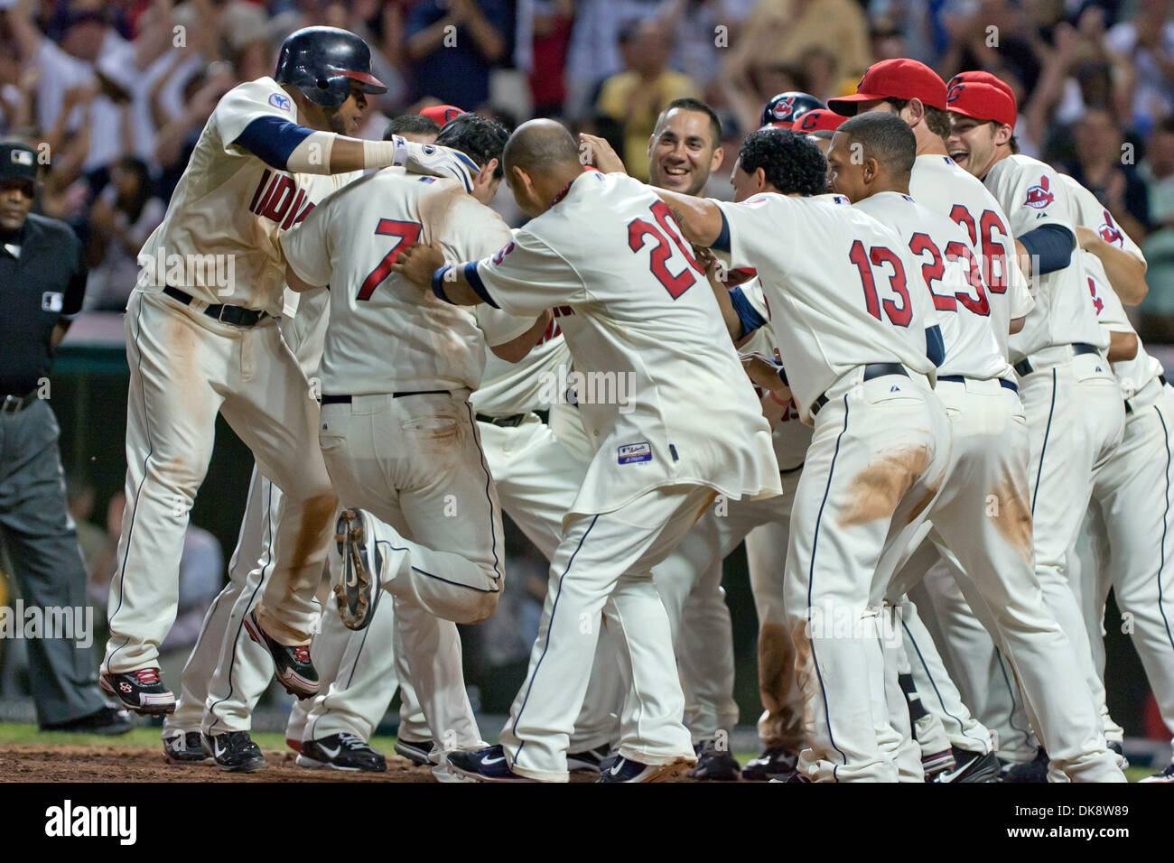July 30, 2011 - Cleveland, Ohio, U.S - The Cleveland Indians mob first ...