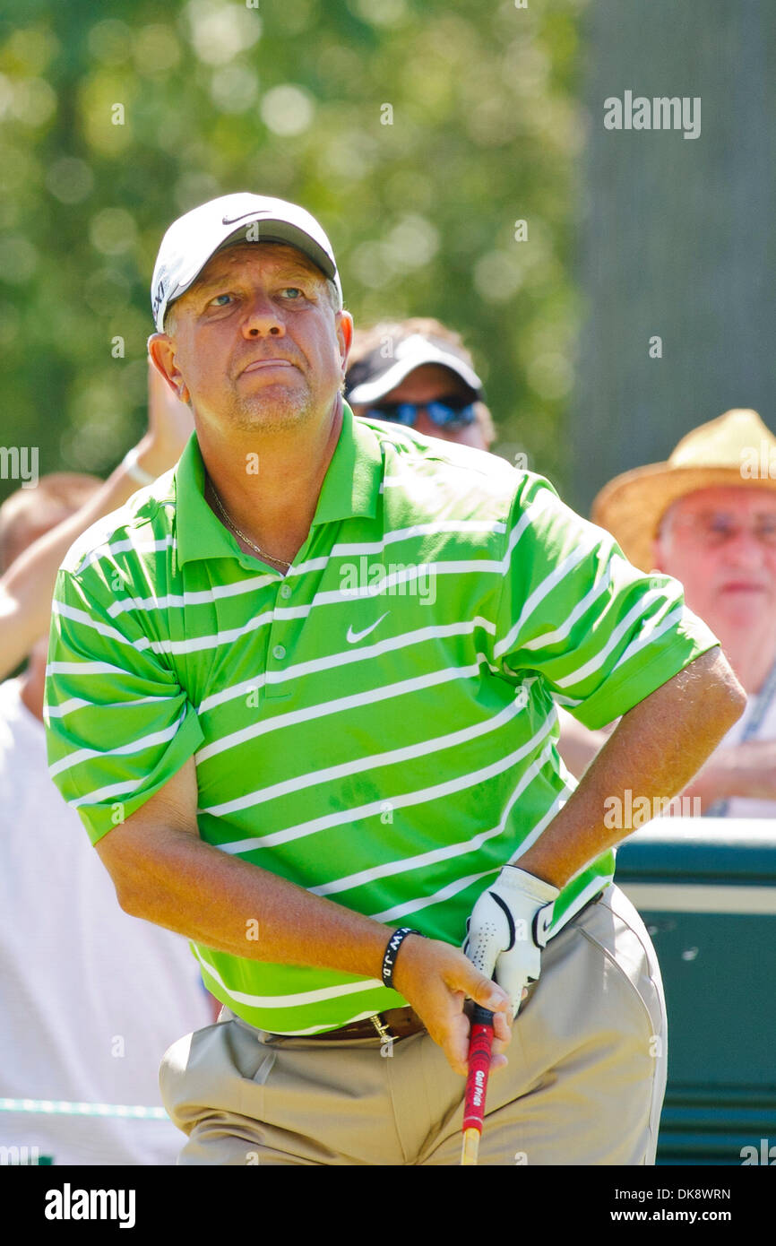July 31, 2011 - Toledo, Ohio, U.S - Jeff Roth watches his tee shot on ...