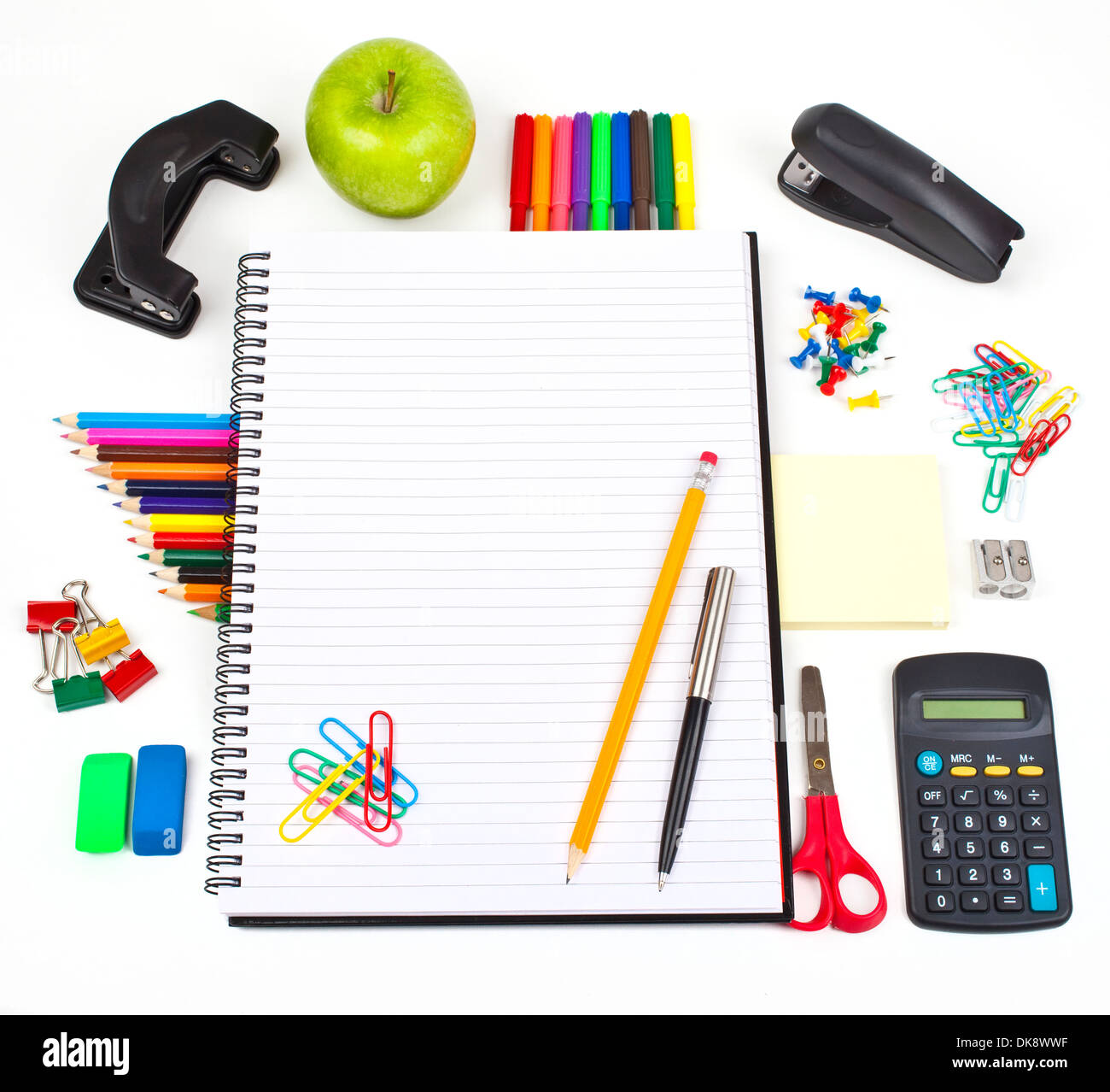 Stationery and school notebook Stock Photo - Alamy