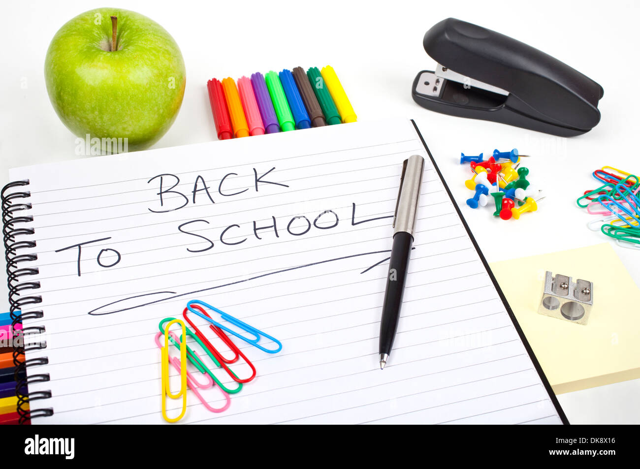 Stationery and school notebook Stock Photo - Alamy