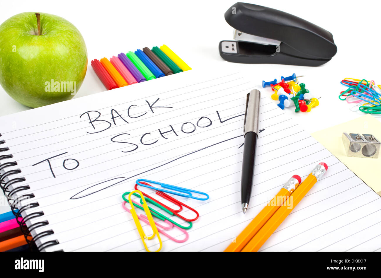 Stationery and school notebook Stock Photo - Alamy