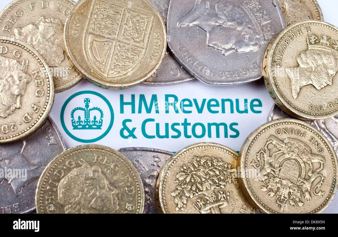 Revenue and Customs heading surrounded by coins Stock Photo - Alamy