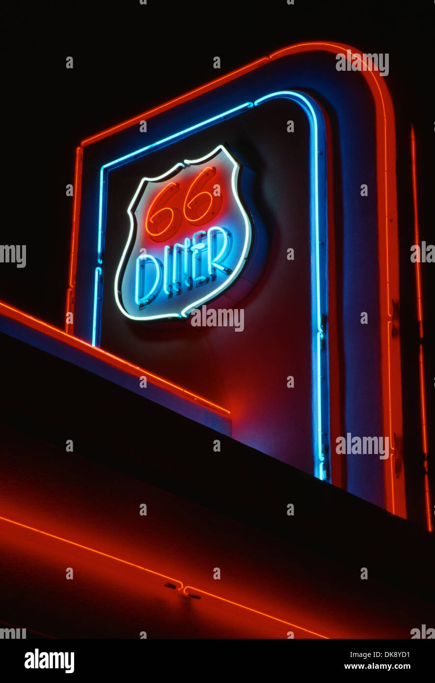 Albuquerque diner neon sign on Route 66, New Mexico Stock Photo - Alamy