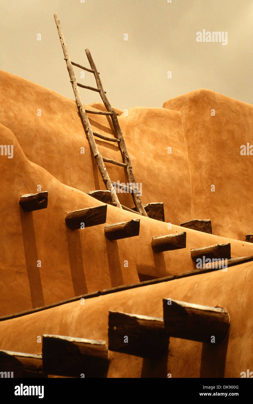 Pueblo ladder on roof of Museum of Fine Art / Museum of New Mexico in ...