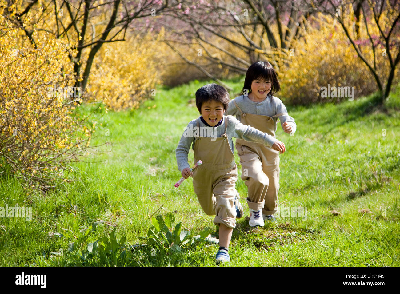 Japanese kids in the countryside Stock Photo - Alamy
