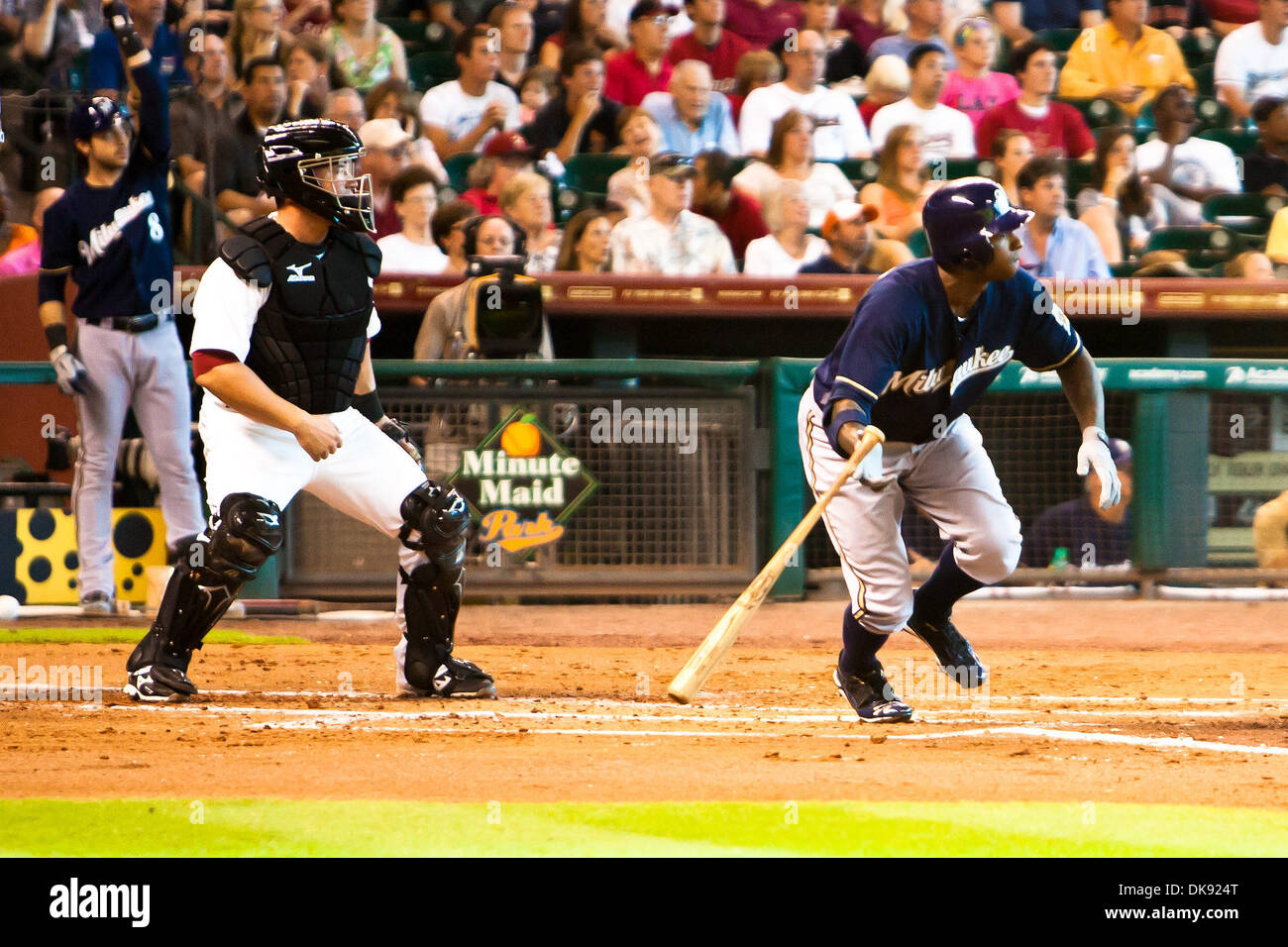 Aug. 6, 2011 - Houston, Texas, U.S - Milwaukee Brewers Outfielder Nyjer ...