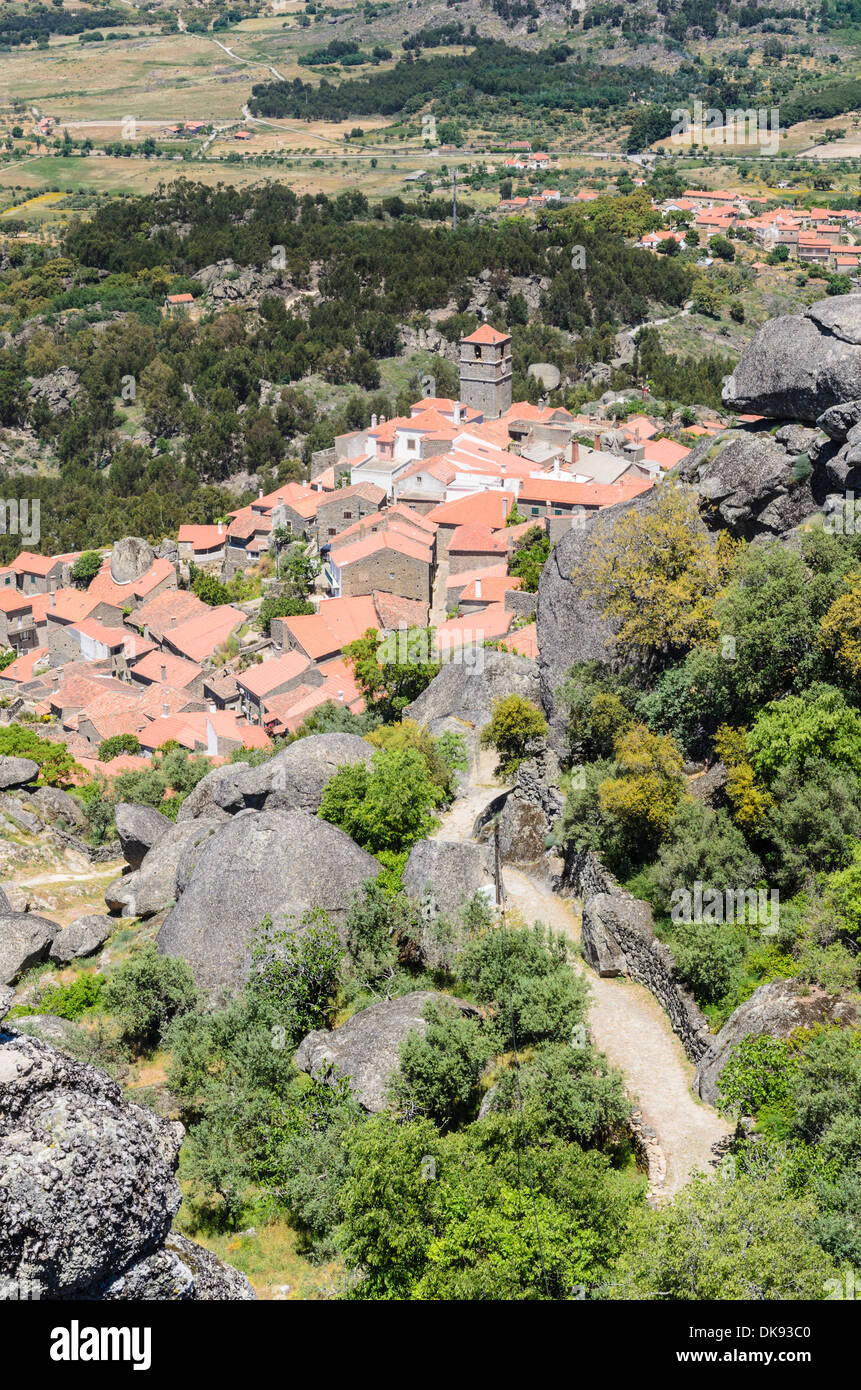 The medieval village of Monsanto with its large granite boulders ...