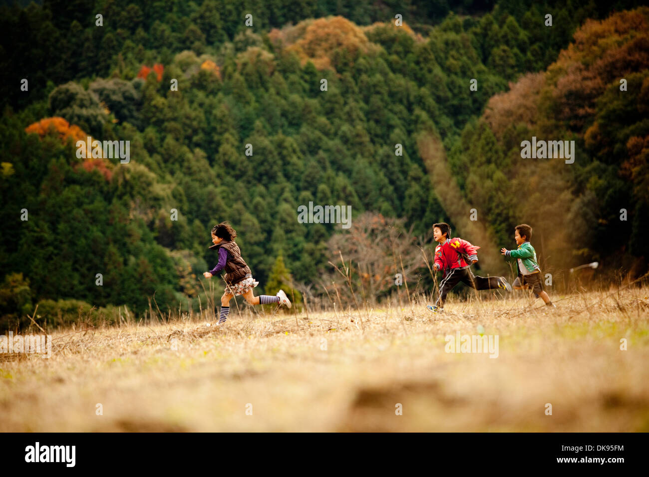 Japanese kids in the countryside Stock Photo - Alamy