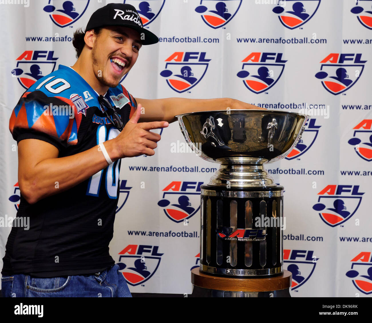 August 11, 2011: Arizona Rattlers quarterback Nick Davila poses with ...