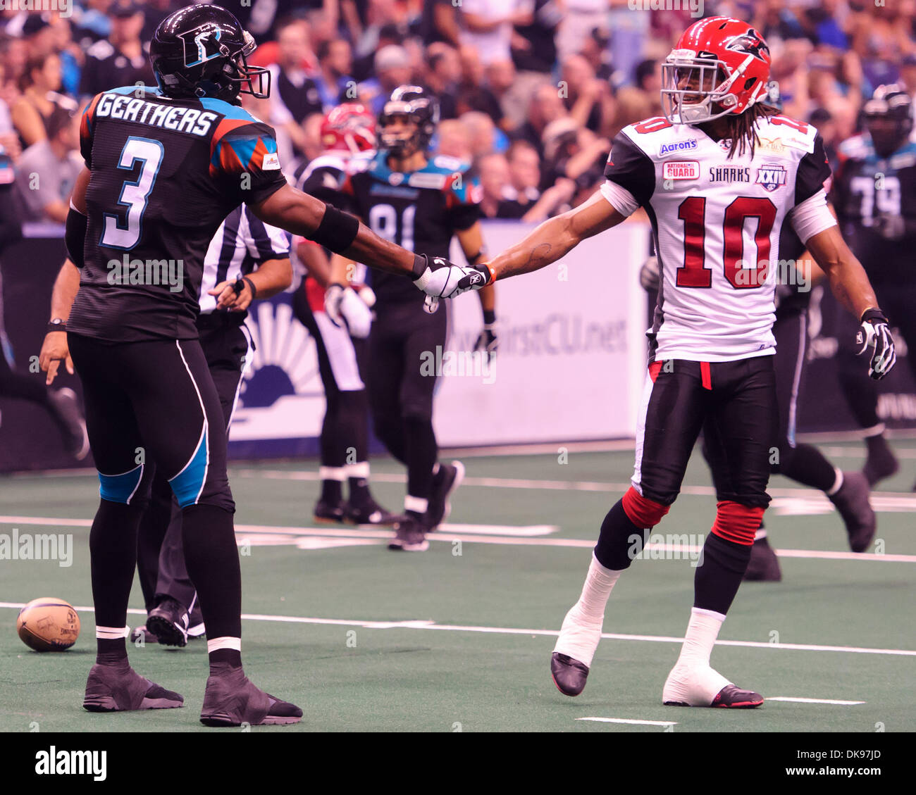 August 12, 2011: Arizona Rattlers Jason Geathers #3 and Jacksonville ...