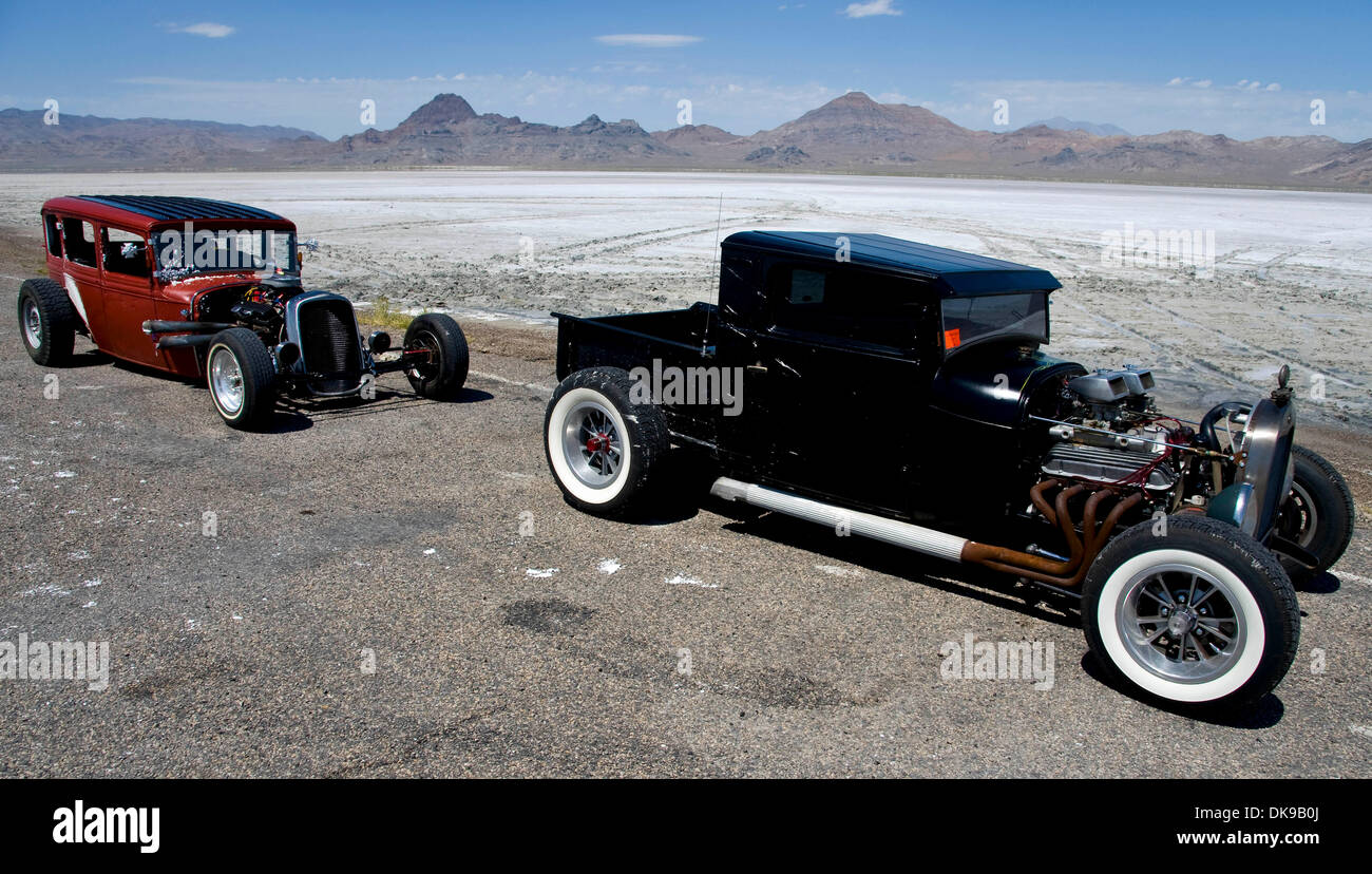 Aug. 15, 2011 - Wendover, Utah, USA - Hot rods are parked outside the ...