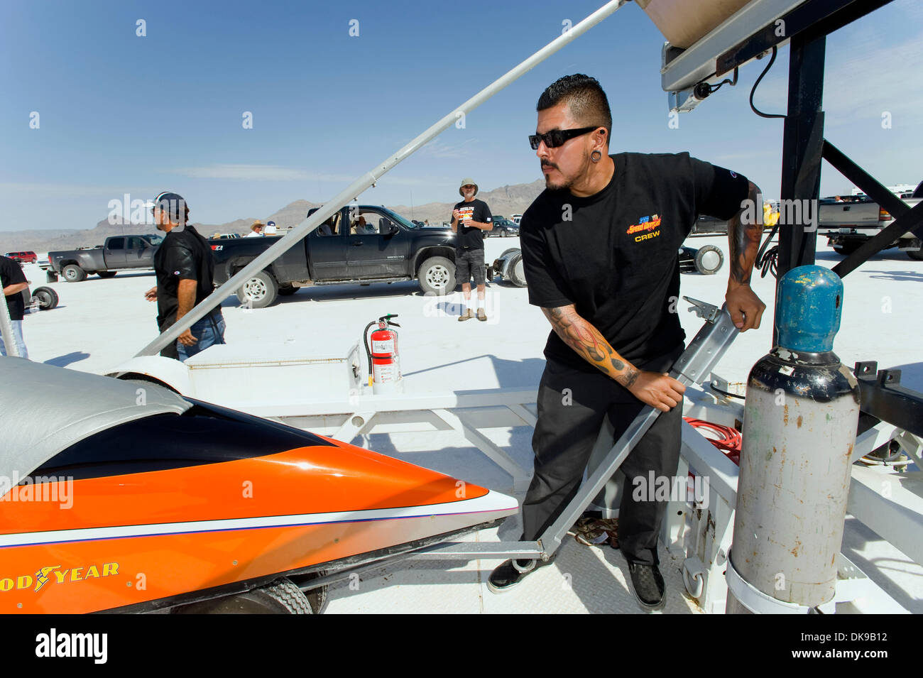 Aug. 15, 2011 - Wendover, Utah, USA - A race car is unloaded from its ...