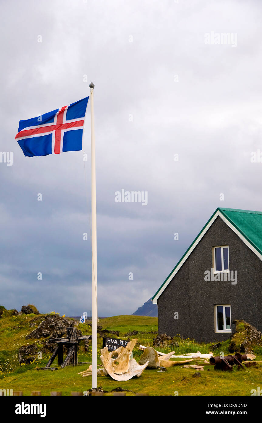 Icelandic Flag, Hellnar, Iceland Stock Photo - Alamy