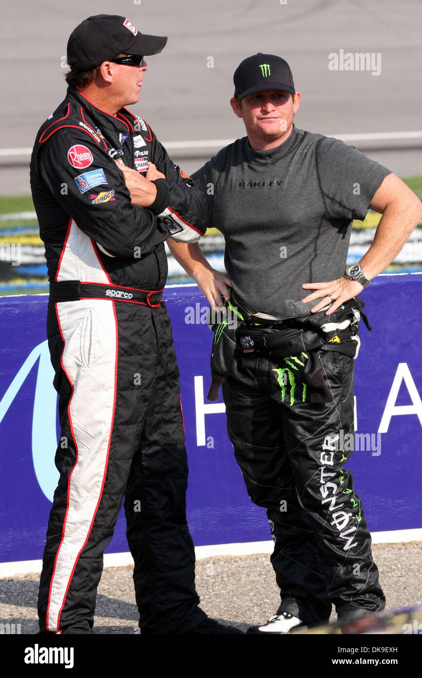 Aug. 20, 2011 - Brooklyn, Michigan, U.S - Drivers Ron Hornaday (left ...