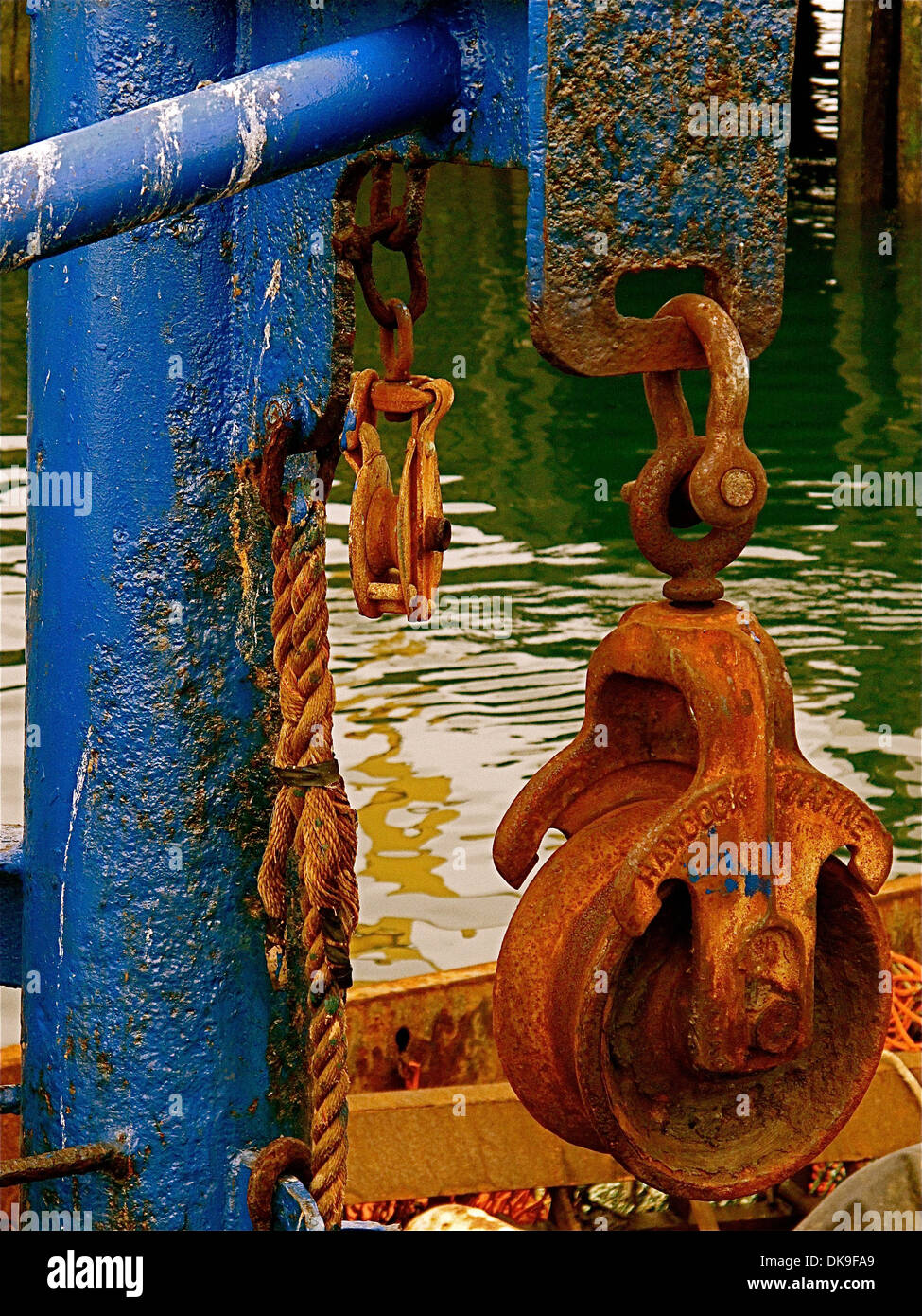 Fishing Boat Pulley Stock Photo - Alamy