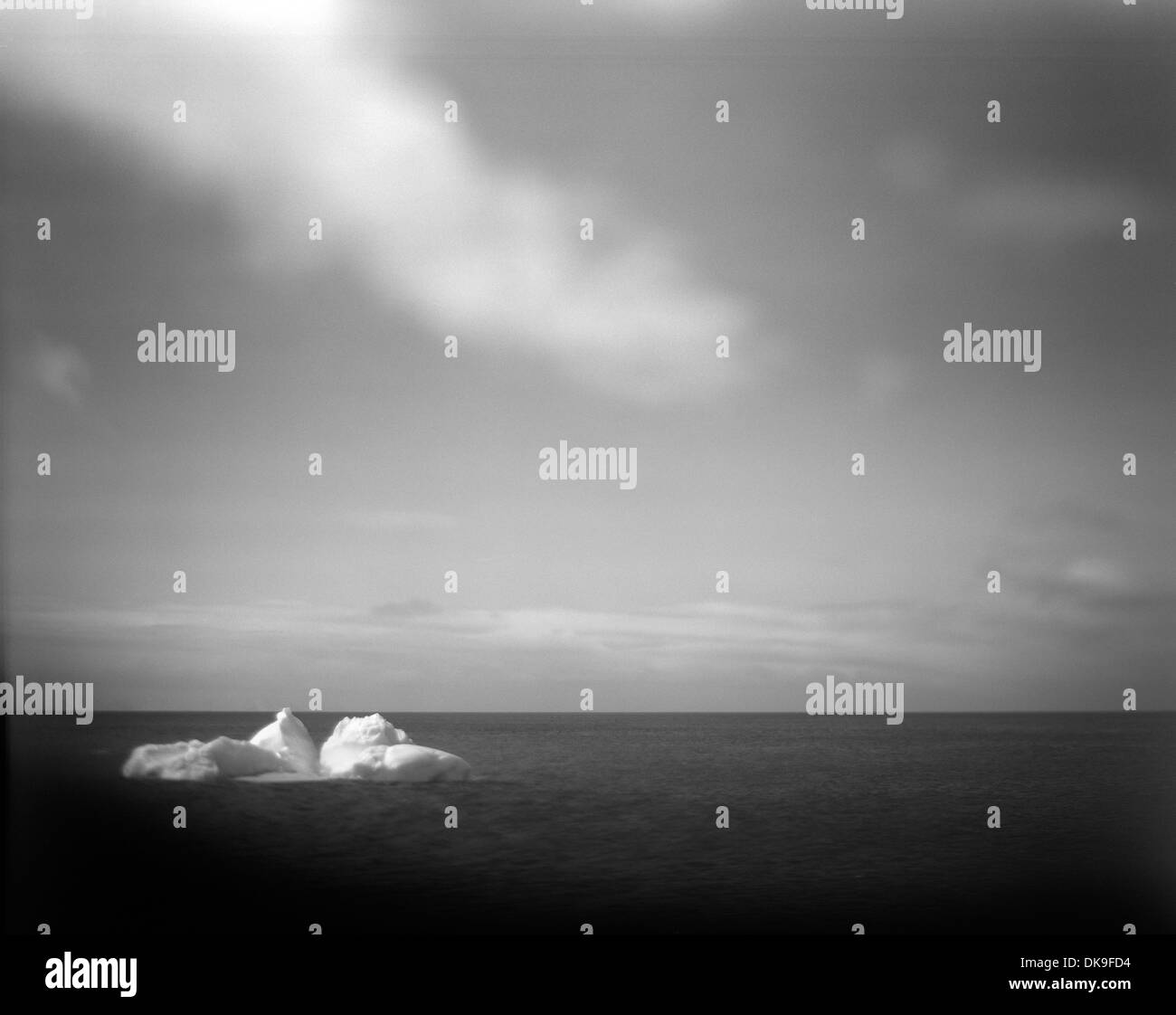 Antarctica, Deception Island, Blurred black and white image of iceberg ...