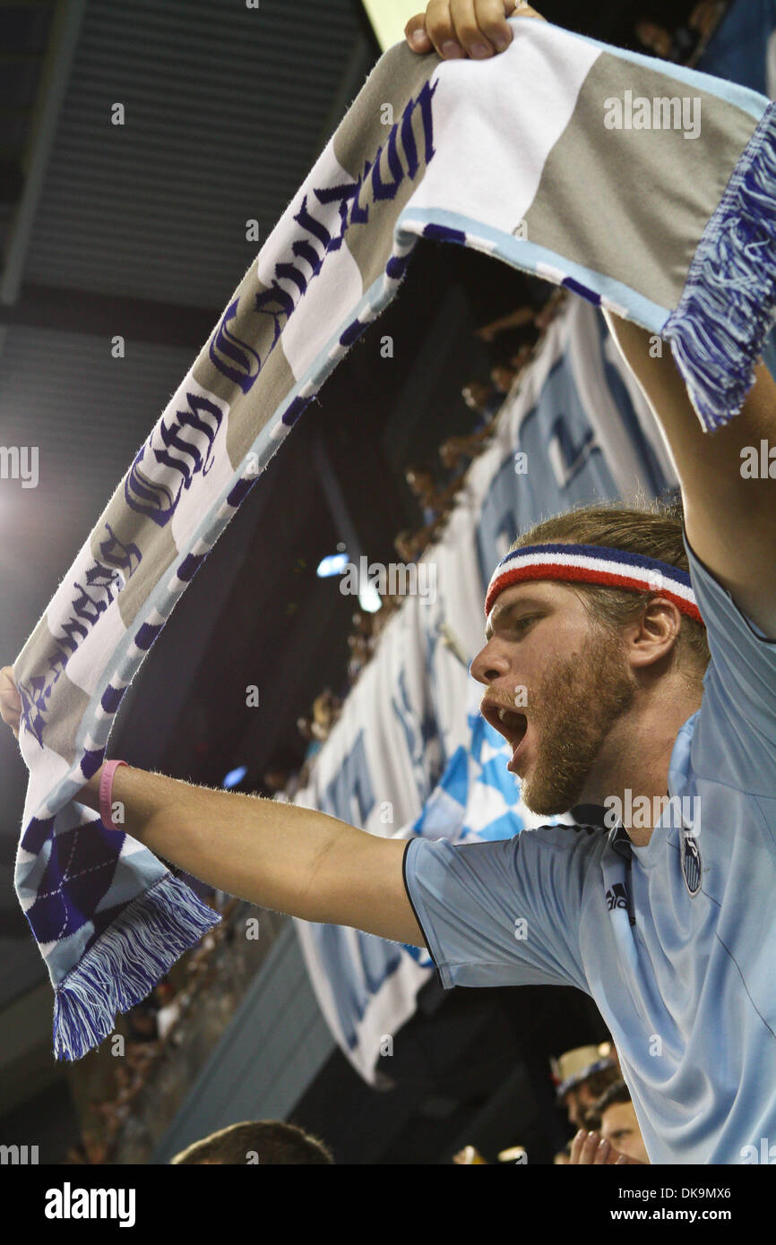Aug. 27, 2011 - Kansas City, Kansas, U.S - A Sporting KC supporter in ...