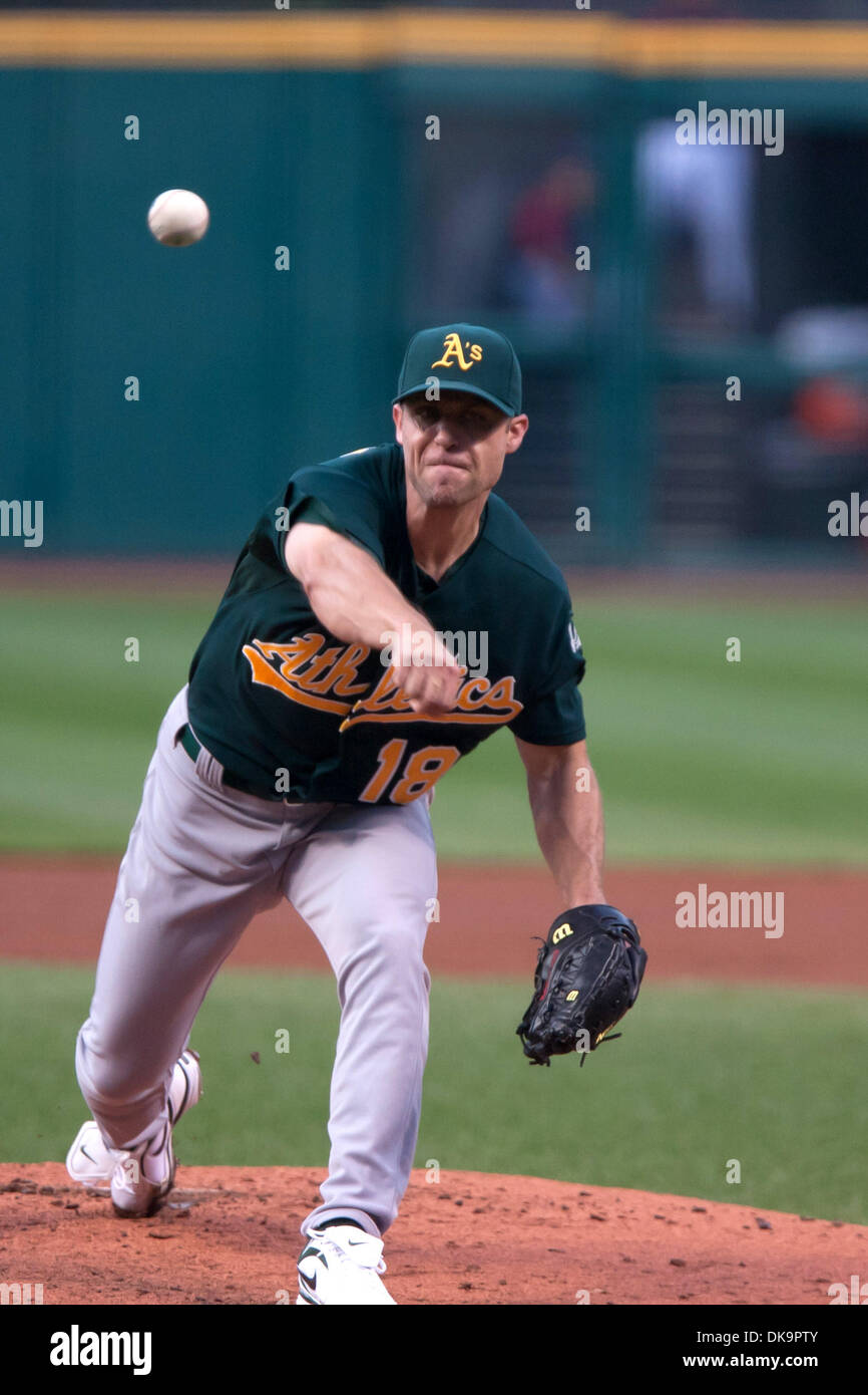 Aug. 31, 2011 - Cleveland, Ohio, U.S - Oakland starting pitcher Rich ...