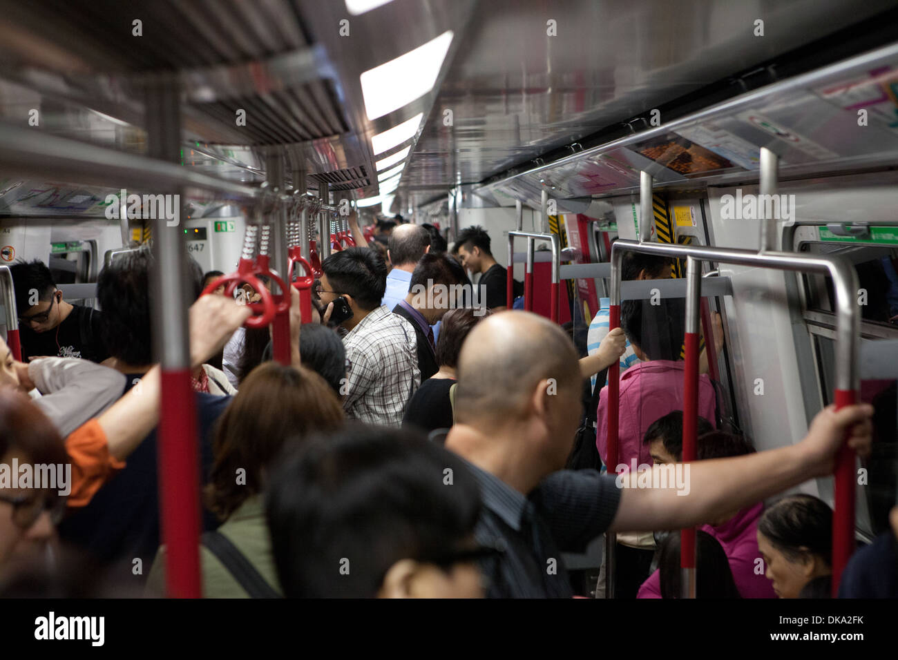 Internal view of Hong Kong Underground MTR train - Mass Transit Railway ...