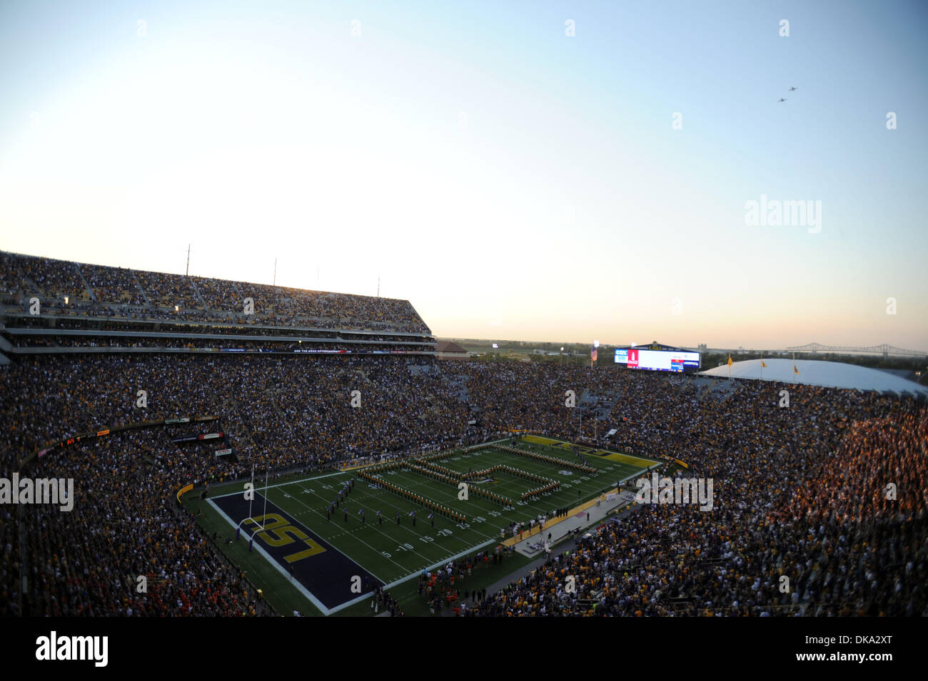Two fighter jets perform a flyover during pre game festivities in the ...