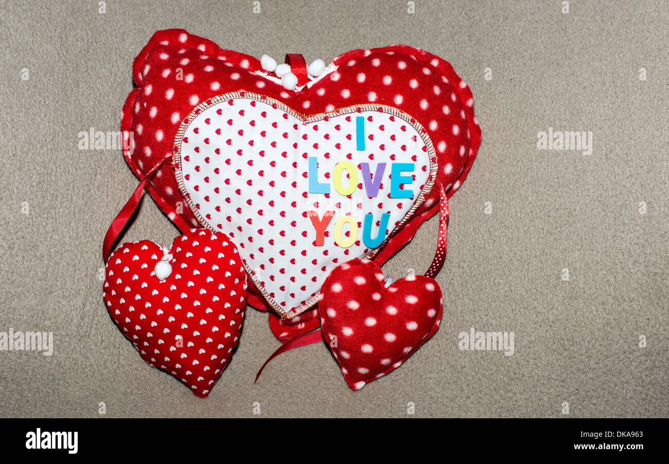 hand made hart shapes from textile and cottonv for valentines day Stock ...